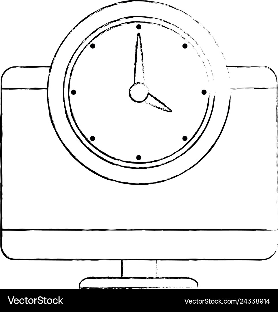 Computer desktop with watch Royalty Free Vector Image