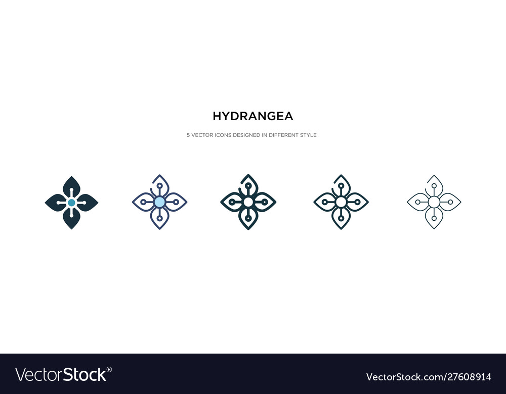 Hydrangea Floral Icons - Diverse Styles Royalty Free Vector