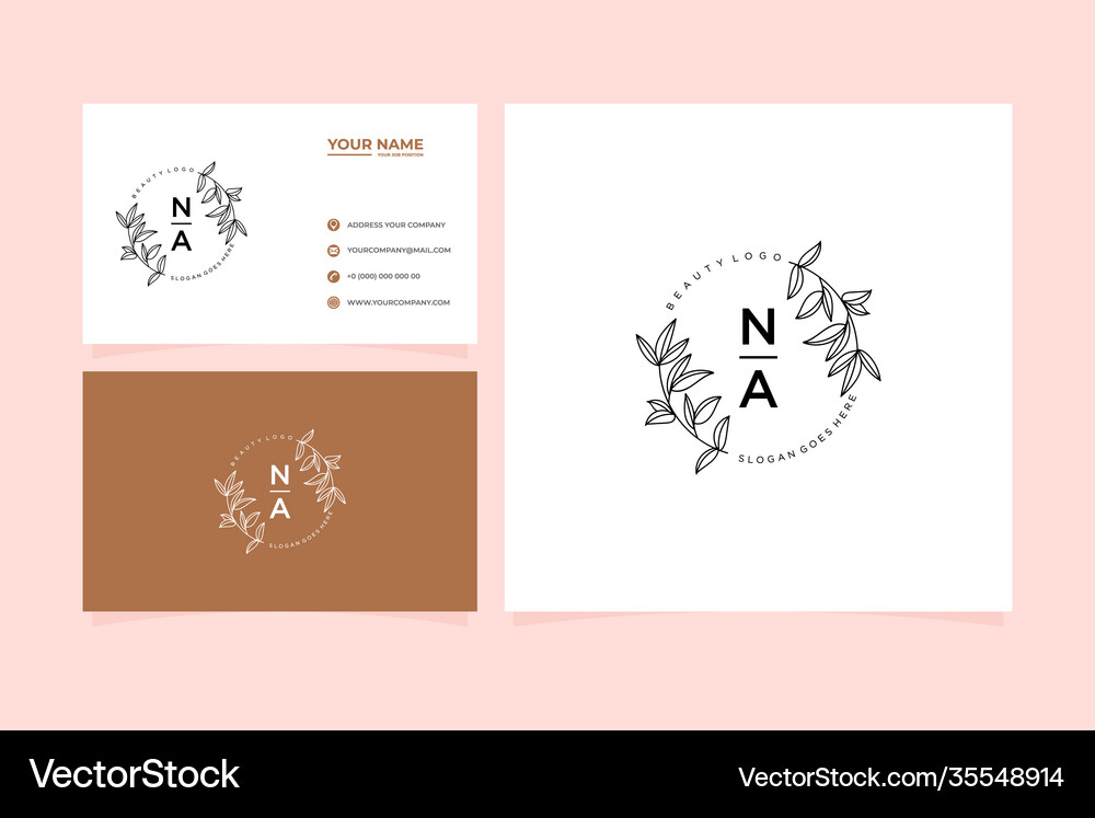 Initial na letters beautiful floral feminine Vector Image