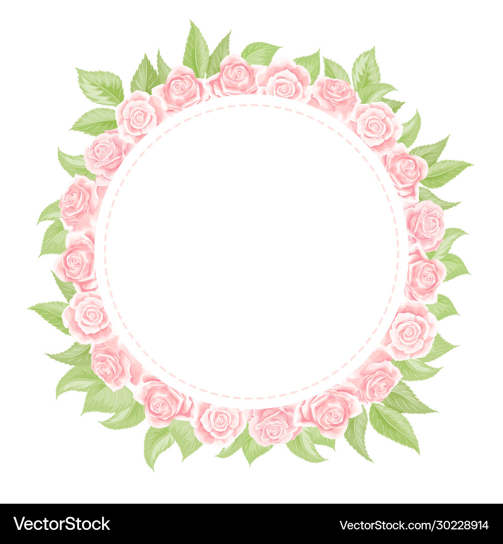 Pink cream rose frame in shape circle hand Vector Image