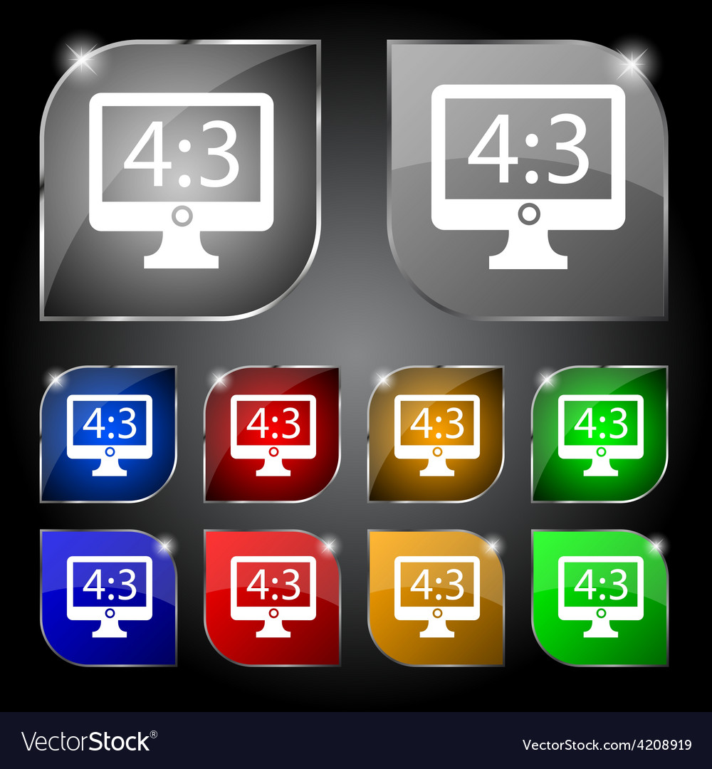 Aspect ratio 4 3 widescreen tv icon sign set Vector Image