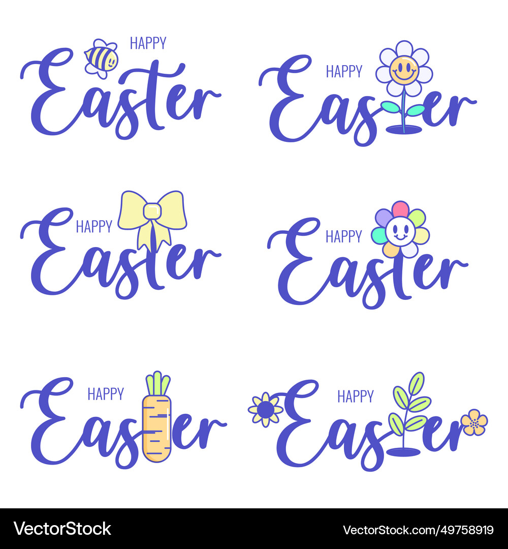 Happy easter spring holiday concept retro groovy Vector Image