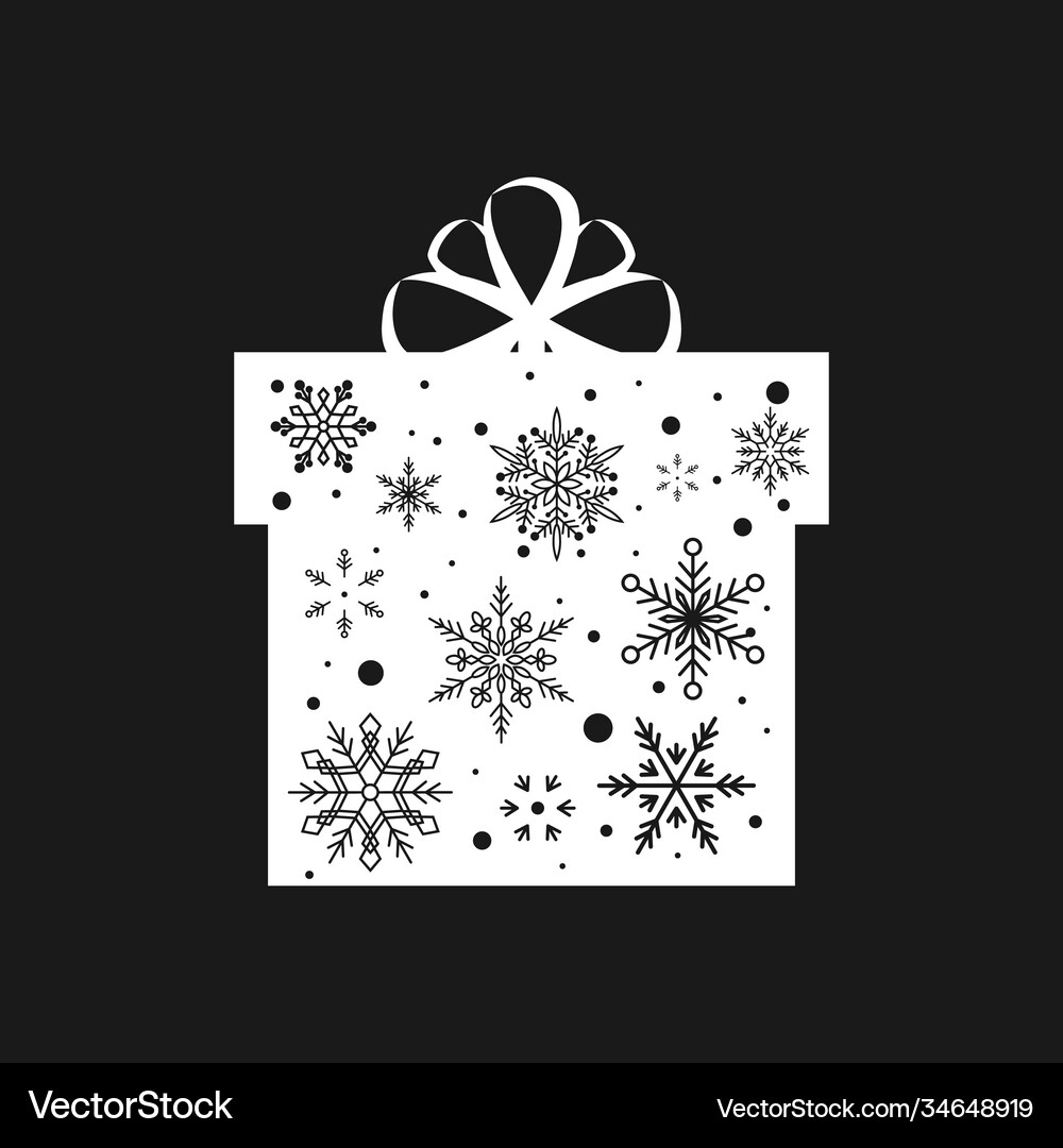 Snowflake gift box christmas and new year Vector Image
