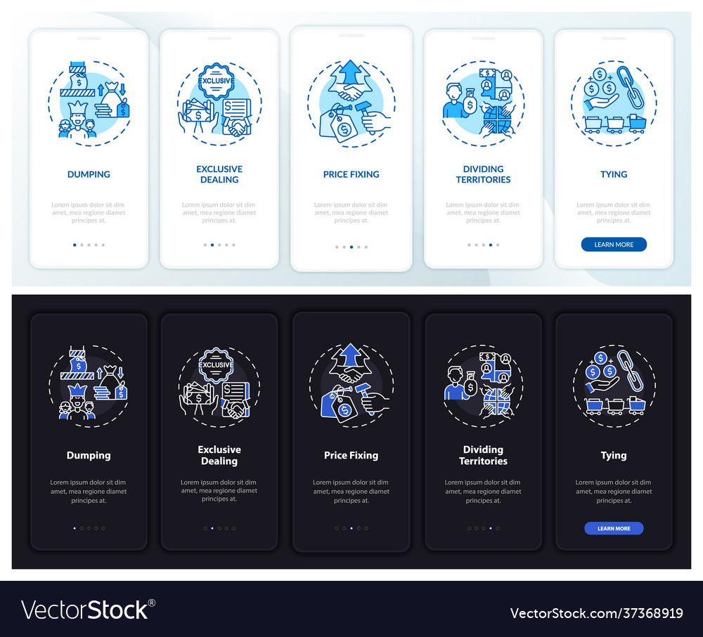 Uncompetitive ways onboarding mobile app page Vector Image