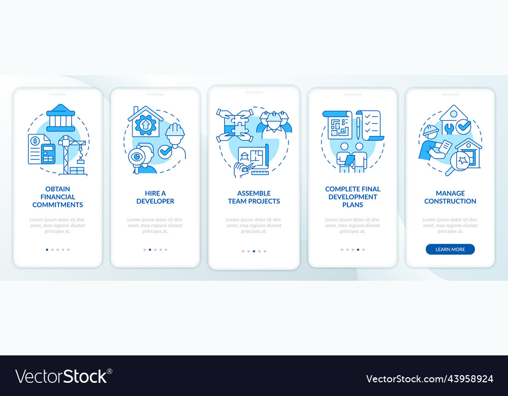 Advices for housing development blue onboarding Vector Image Advices for housing development blue onboarding Vector Image