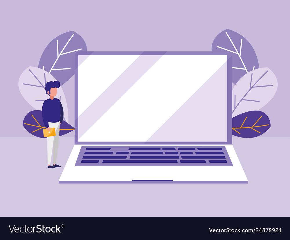 Man using laptop computer Royalty Free Vector Image