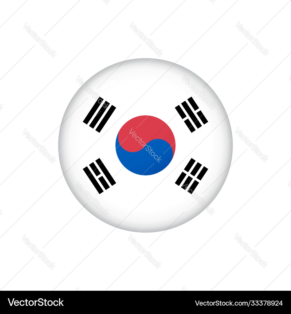 Round flag south korea button icon glossy Vector Image