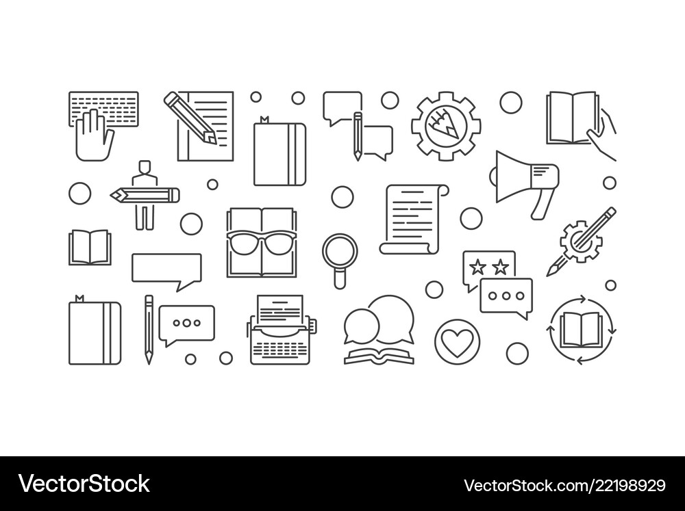 Content strategy thin line horizontal Royalty Free Vector