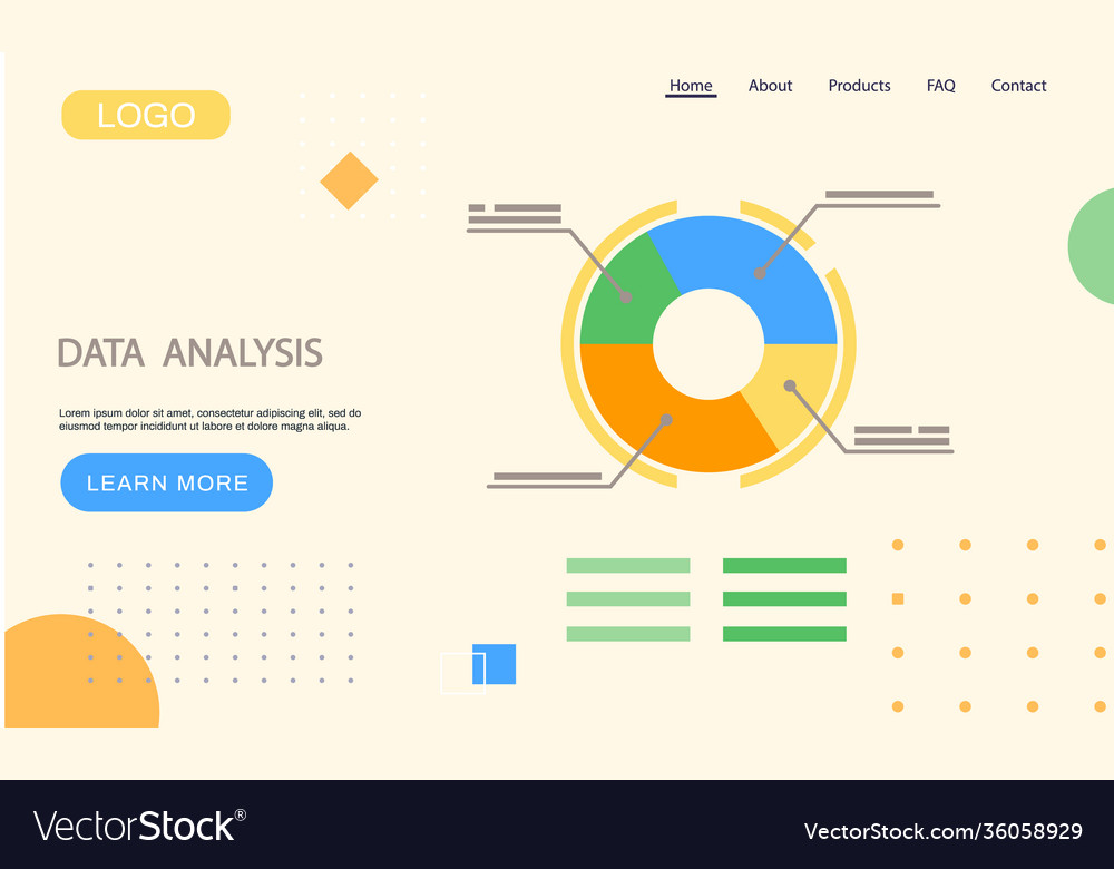 Data analysis landing page template research Vector Image