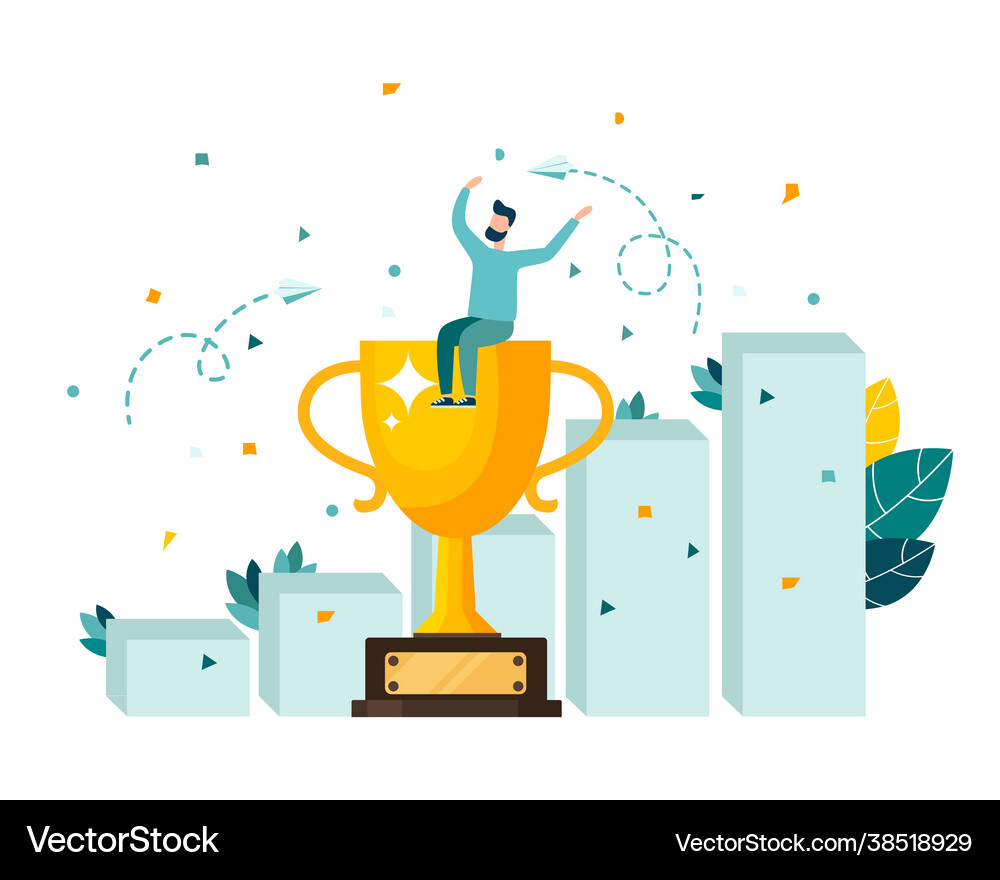 Golden cup trophy a symbol victory team Royalty Free Vector