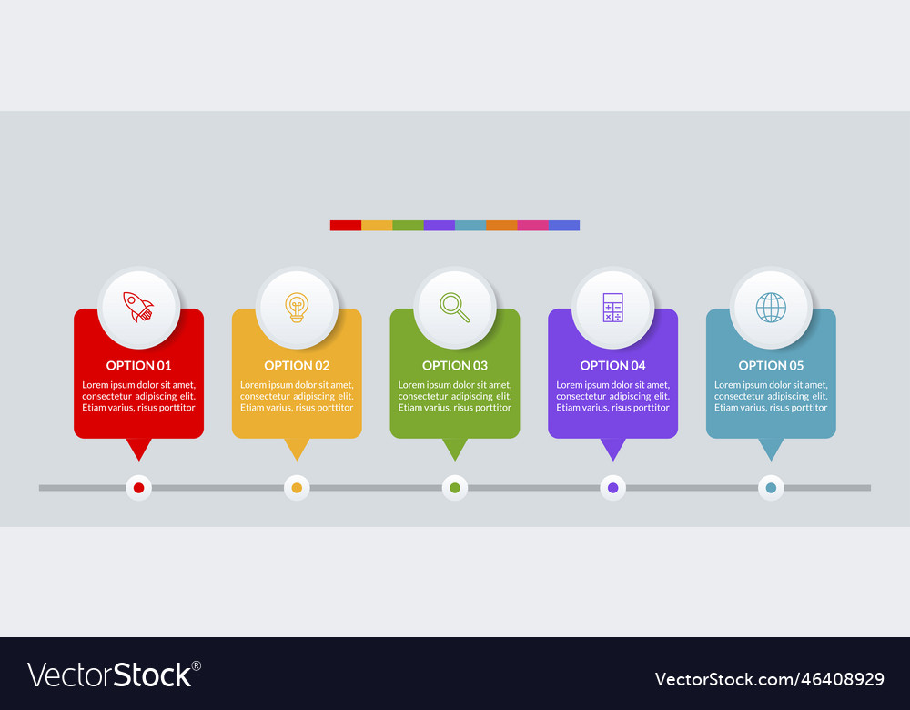Infographics design template and icons with 5 Vector Image