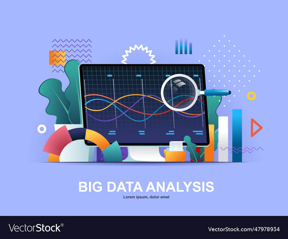 Big data analysis flat concept with gradients Vector Image