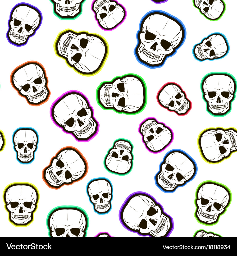 Seamless pattern of colored skulls Royalty Free Vector Image