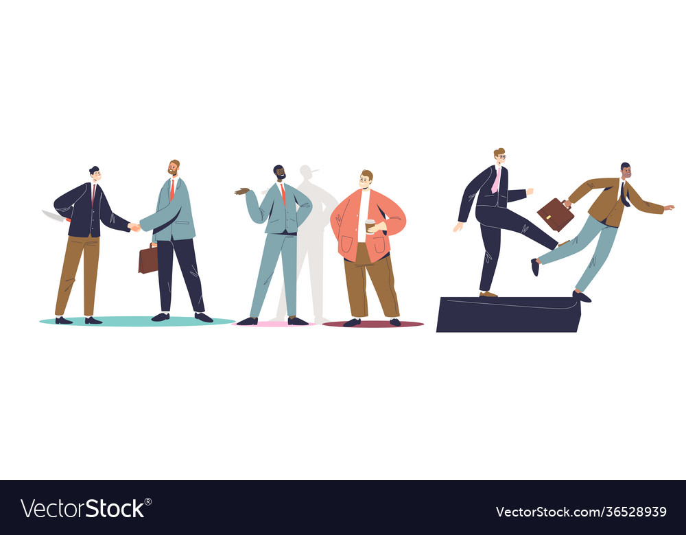 Betrayal and lie in business set with businessmen Vector Image Betrayal and lie in business set with businessmen Vector Image