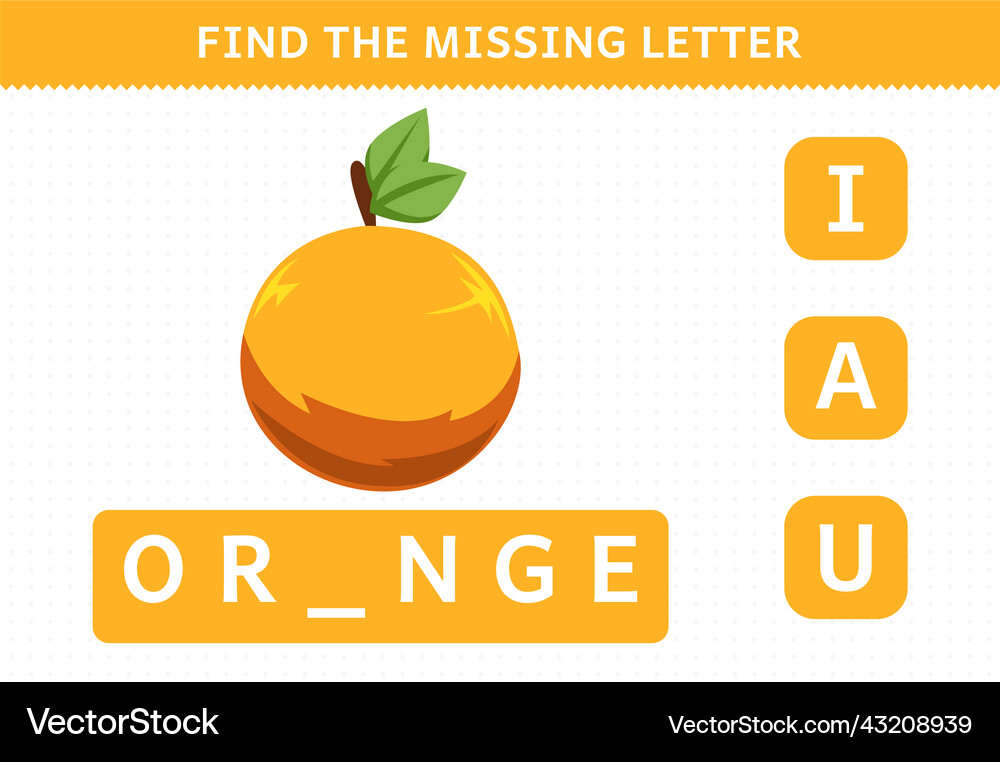 Education game for children find missing letter Vector Image