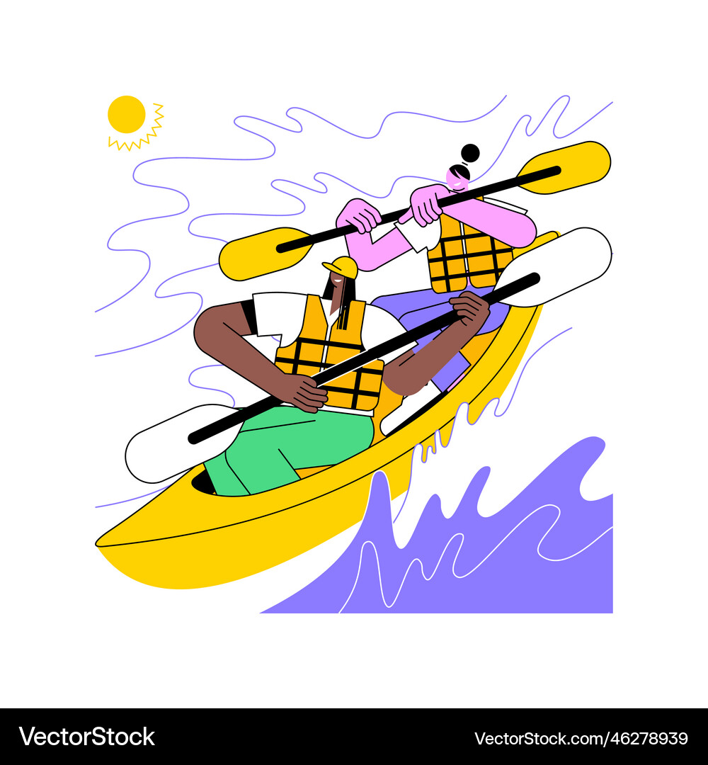 Kayaking adventure isolated cartoon Royalty Free Vector