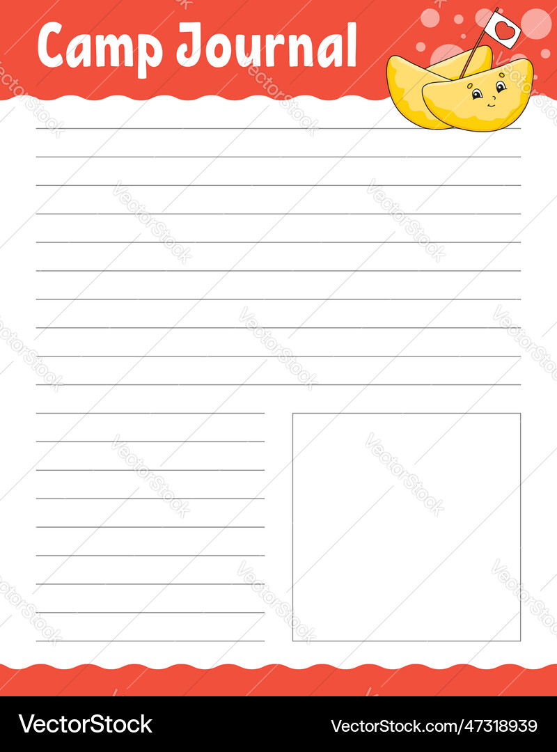 Lined sheet template for camp journal handwriting Vector Image