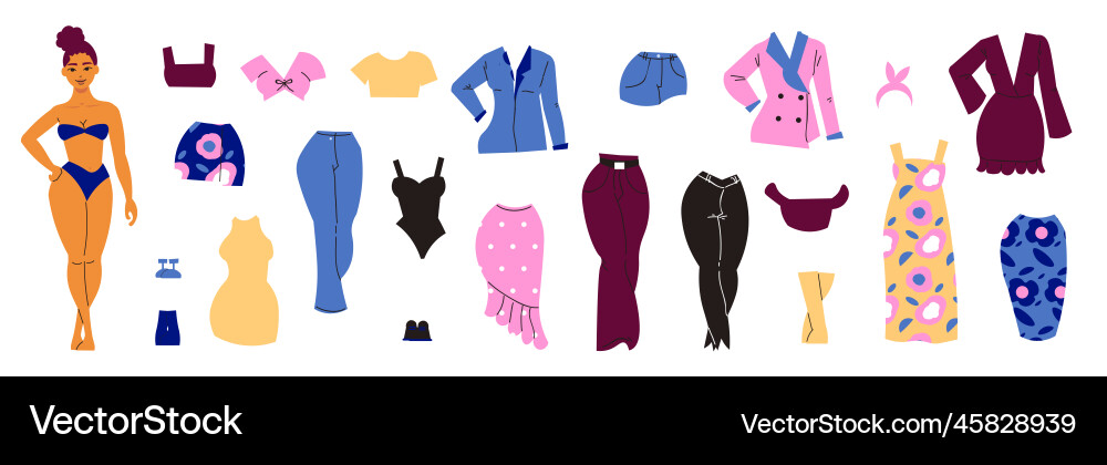 Paper doll set Royalty Free Vector Image - VectorStock