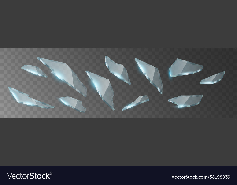 Realistic transparent shards broken glass Vector Image Realistic transparent shards broken glass Vector Image