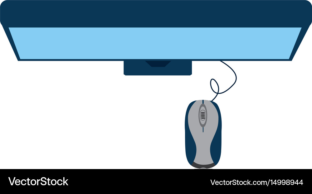 Monitor computer with mouse isolated icon Vector Image