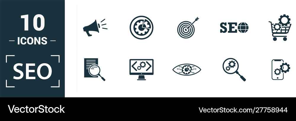 Seo icon set include creative elements search Vector Image