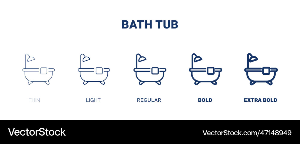 Bath tub icon thin light regular bold black – Royalty-Free Vector ...