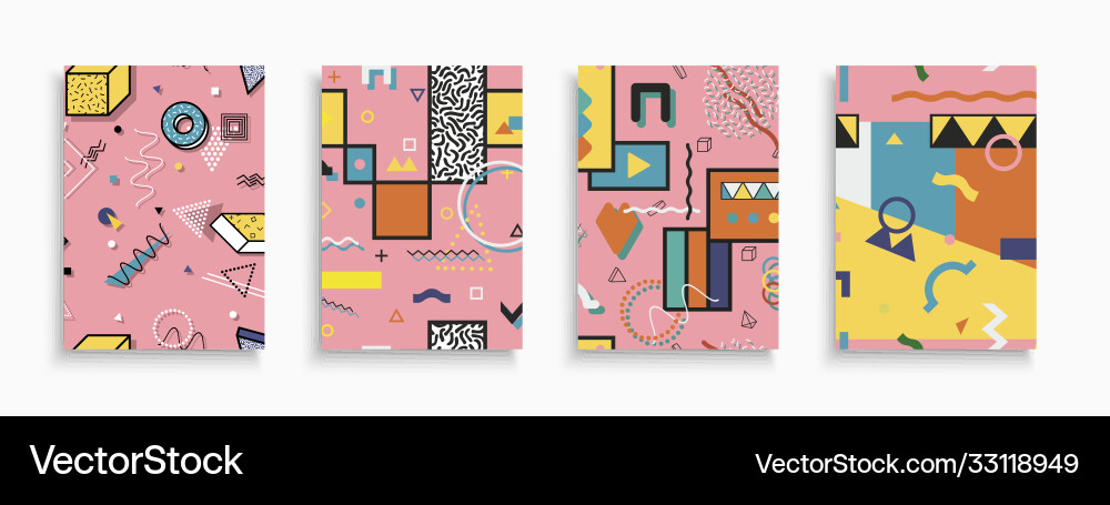 Collection trendy bright abstract color retro Vector Image