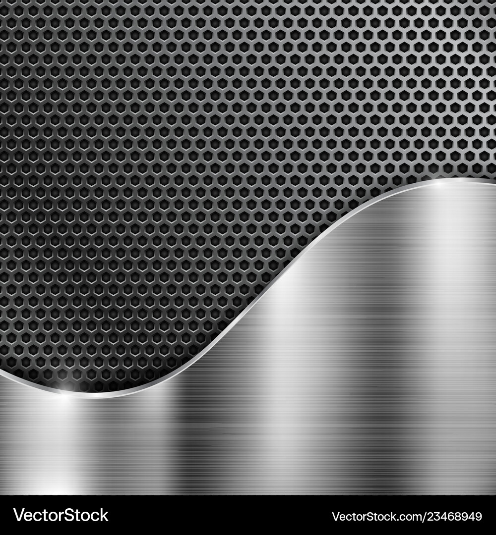 Metal perforated background with brushed steel Vector Image