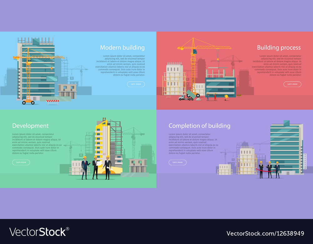 Modern building development building process Vector Image