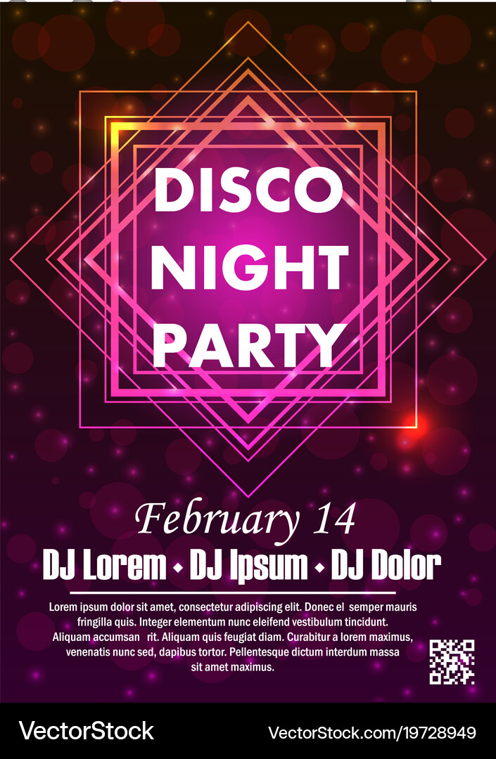 Night dance party music poster template Royalty Free Vector