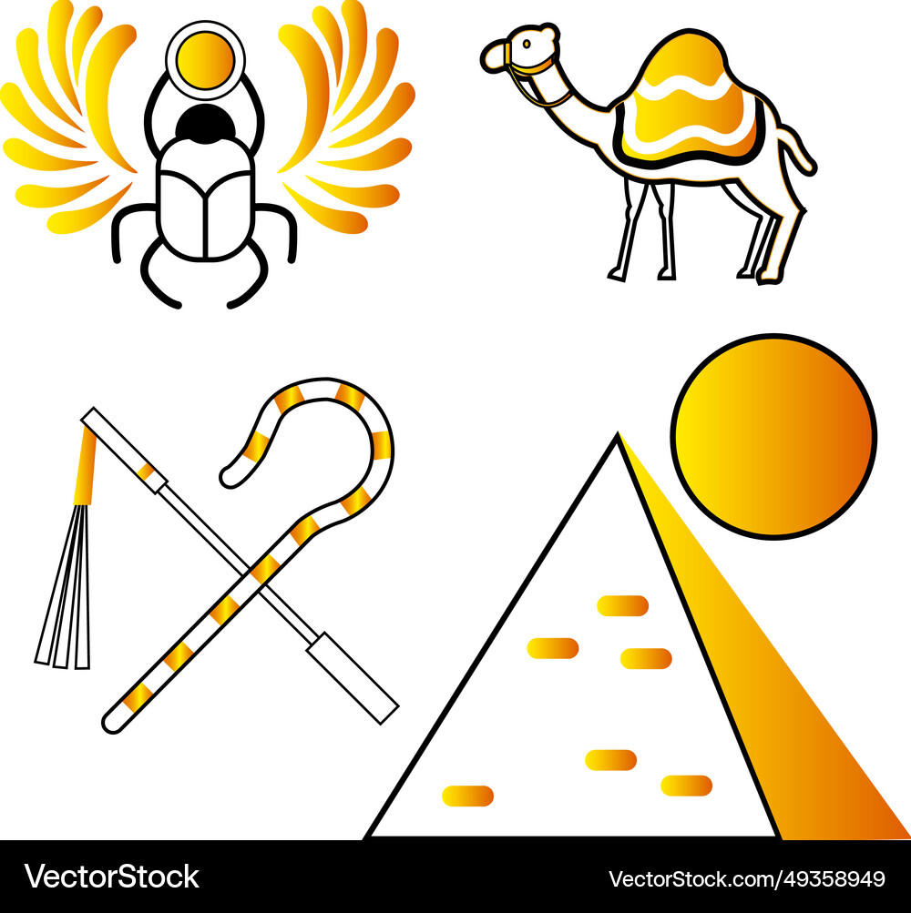 Set of colored egypt icons Royalty Free Vector Image