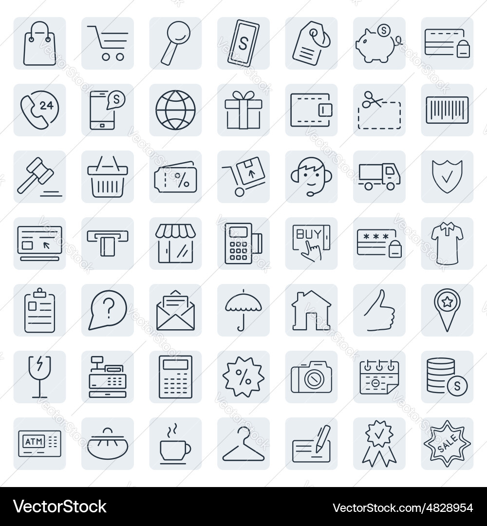 E-commerce Outline web icons set Royalty Free Vector Image