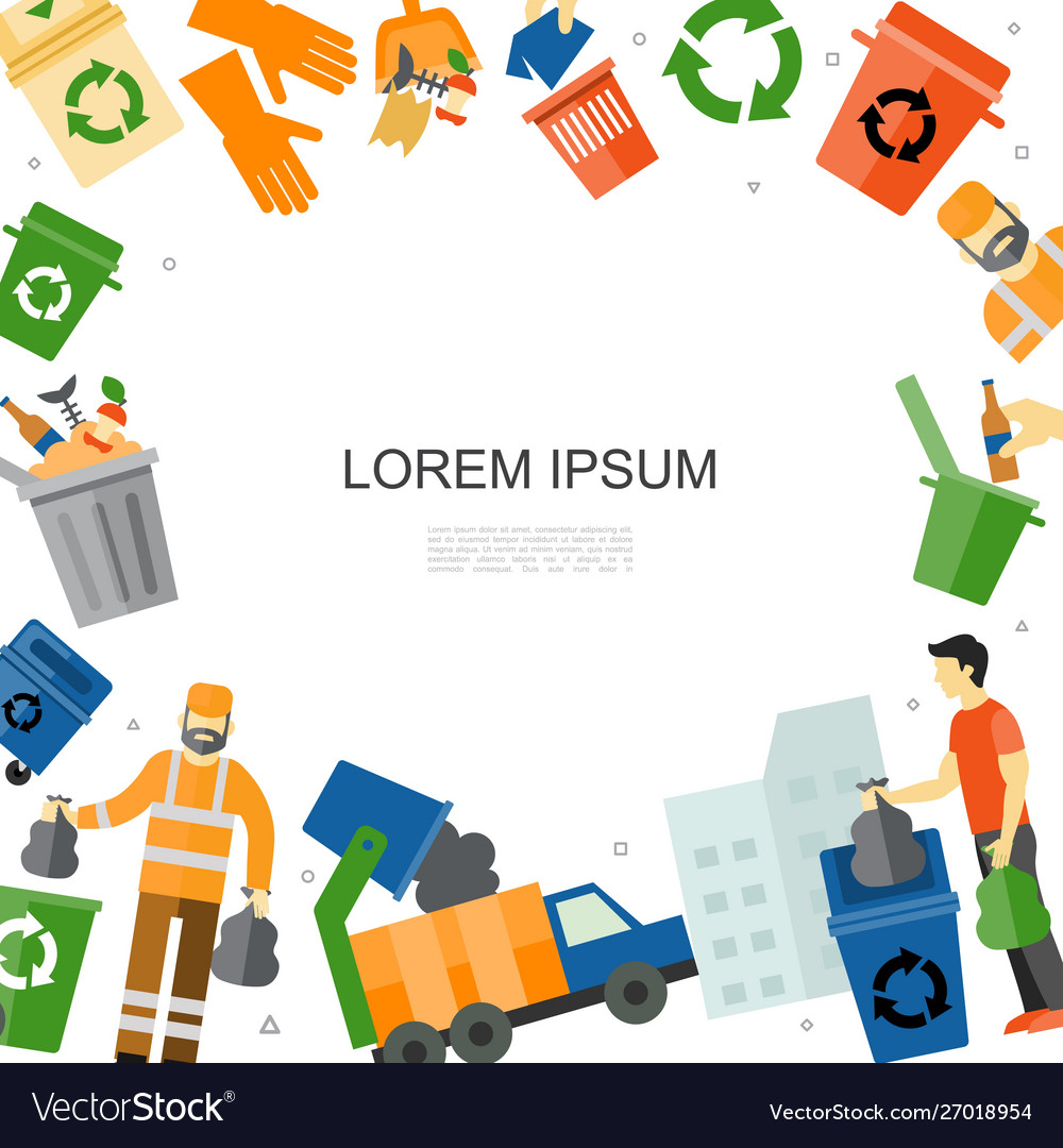 Flat garbage elements template Royalty Free Vector Image