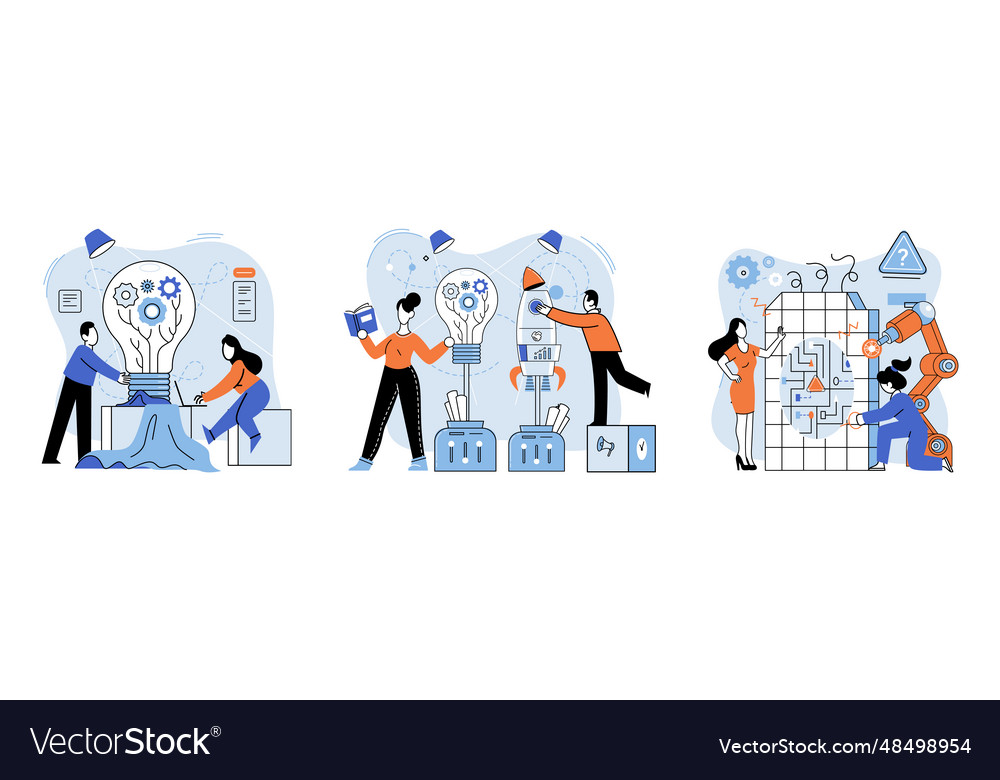 Team solving complex problems teamwork Royalty Free Vector Team solving complex problems teamwork Royalty Free Vector