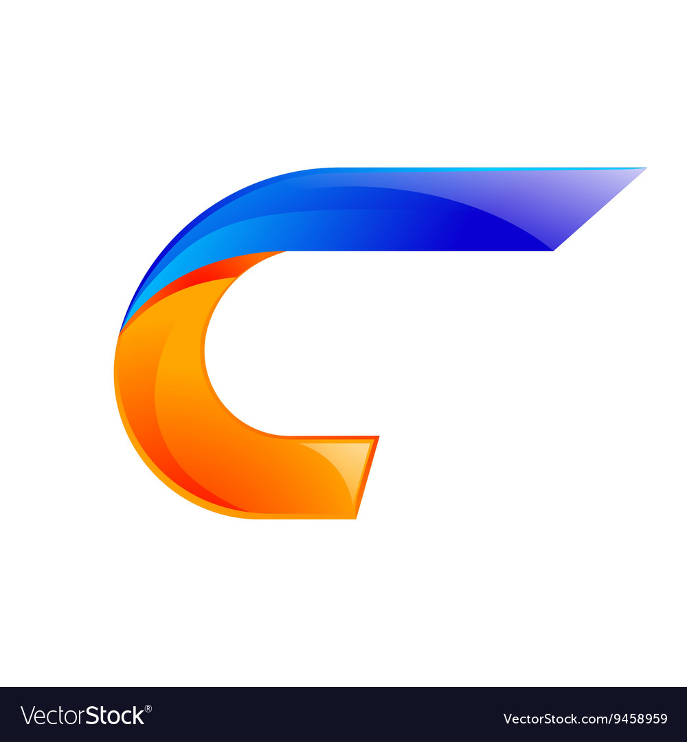 C letter blue and orange logo design fast speed Vector Image