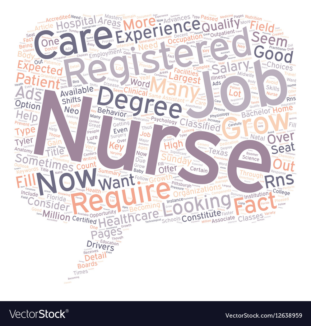 Registered Nurse Jobs Text Background Wordcloud Vector Image 