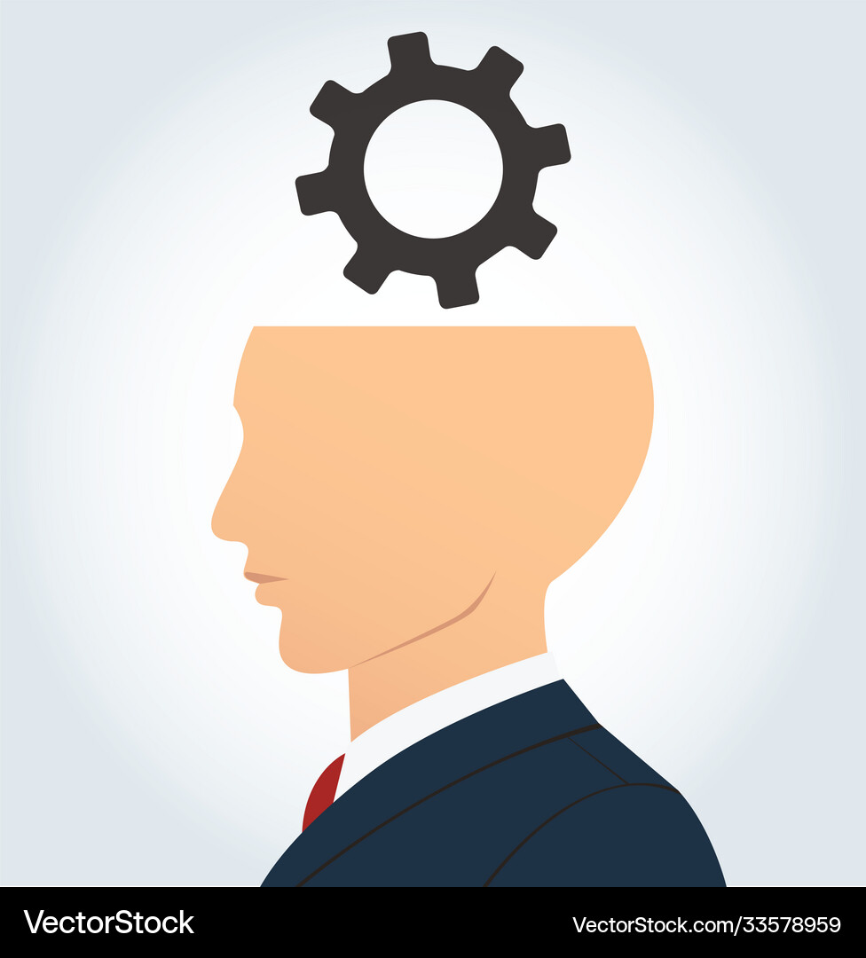 Side businessman head with gears background Vector Image