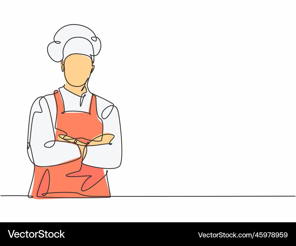 Single continuous line drawing of young confident Vector Image