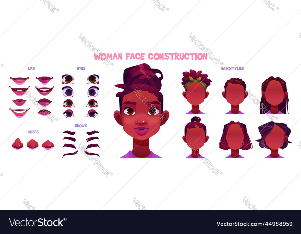 Woman Face Constructor African American Avatar Vector Image