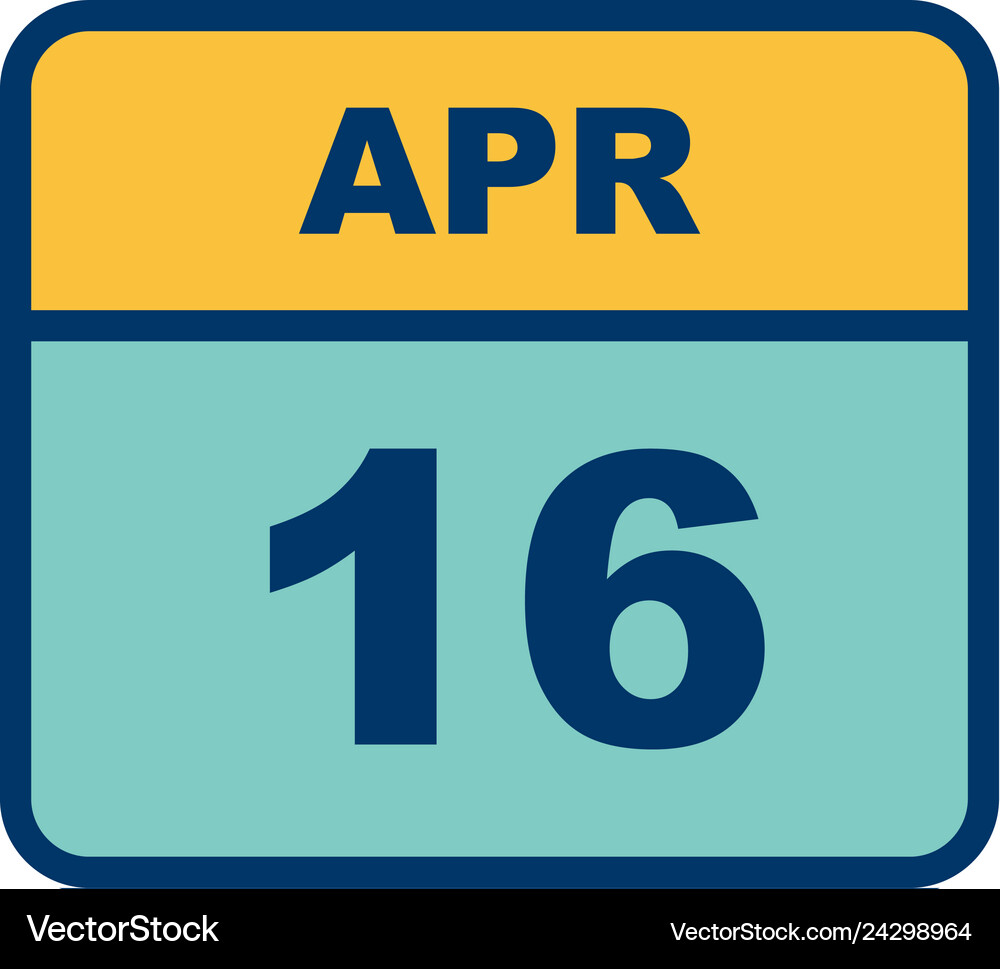 April 16th date on a single day calendar Vector Image