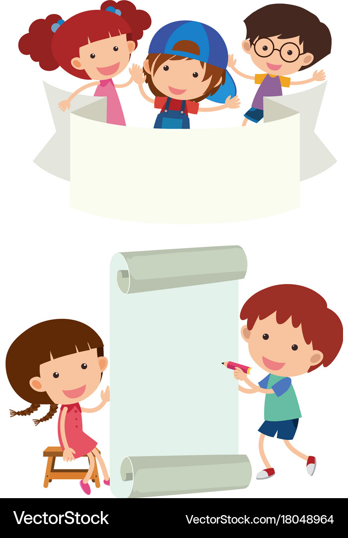 Banner design with happy children Royalty Free Vector Image