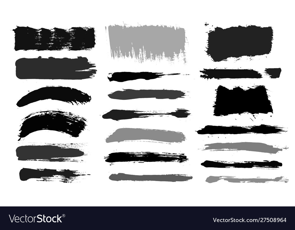 Brush strokes paintbrush set grunge Royalty Free Vector