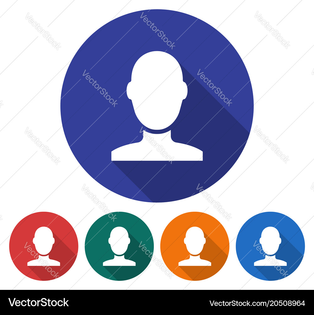 Round icon male user picture flat style Royalty Free Vector