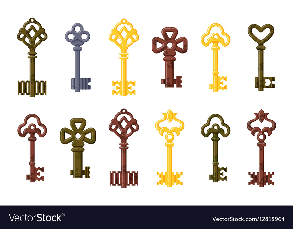 Vintage key isolated icon Royalty Free Vector Image