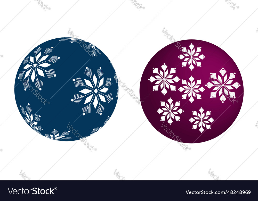 Christmas balls with snowflakes - design elements Vector Image