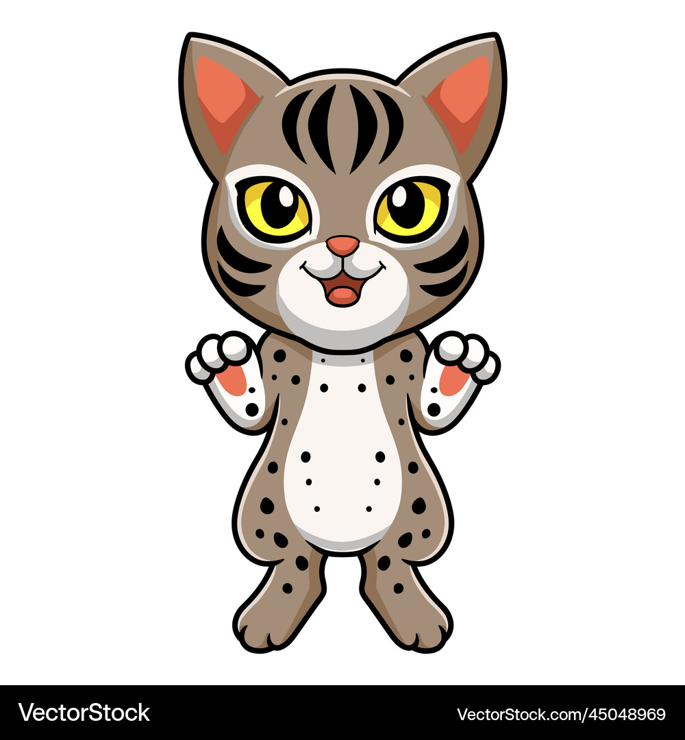Cute ocicat cat cartoon standing Royalty Free Vector Image