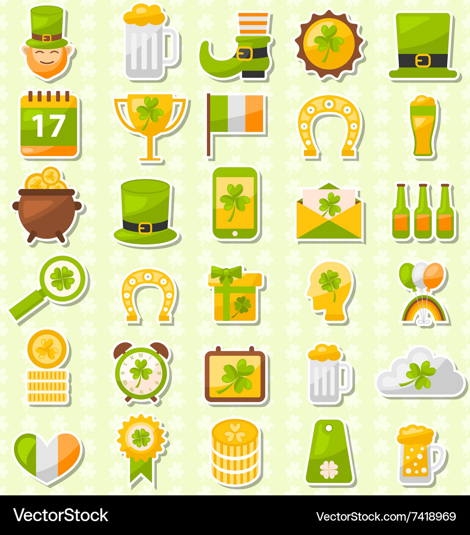 Modern flat design icons for saint patrick day Vector Image