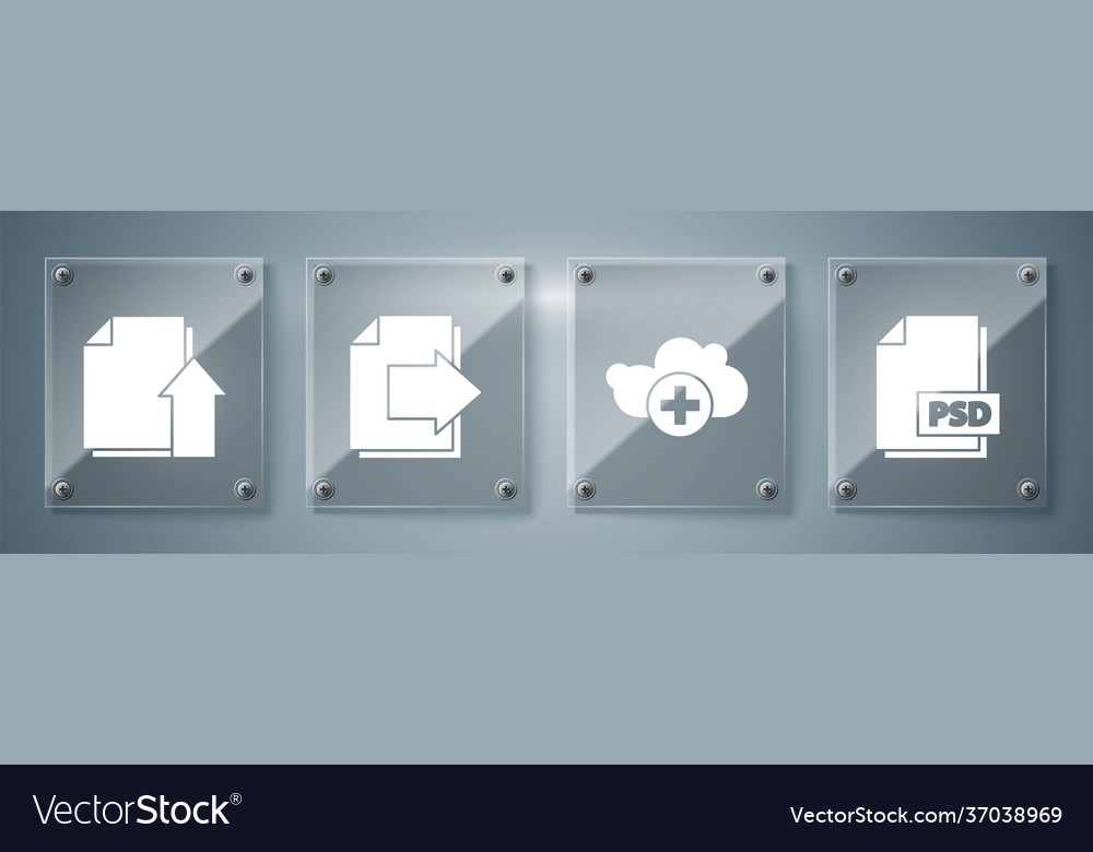 Set psd file document add cloud next page arrow Vector Image Set psd file document add cloud next page arrow Vector Image