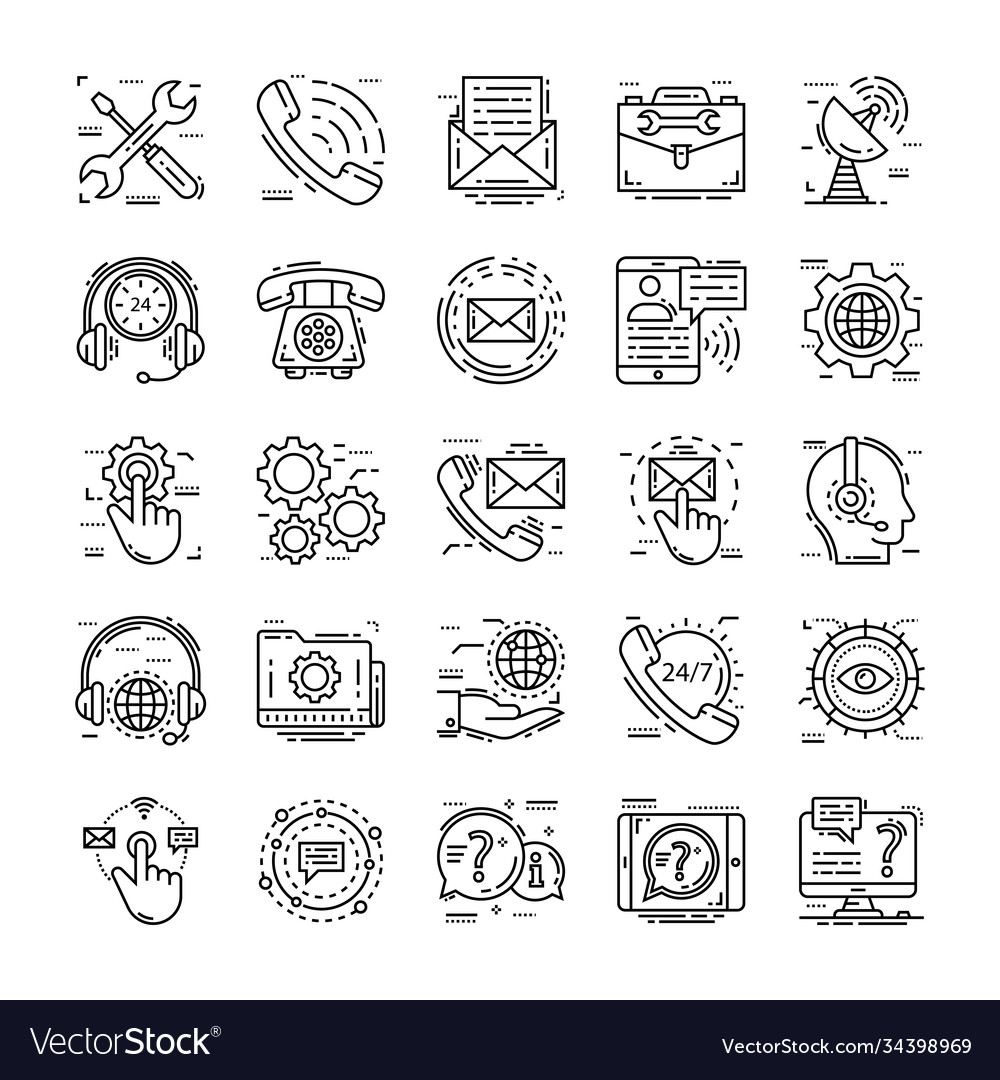 Technical support icons pack Royalty Free Vector Image