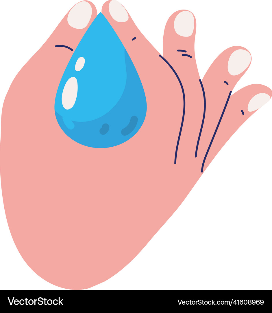 Water drop in hand Royalty Free Vector Image - VectorStock